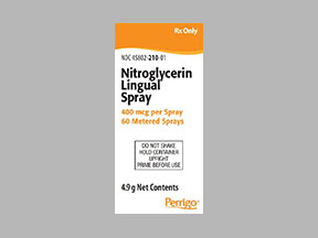 NITROGLYCERIN TRANSLINGUAL SOLN. SPRAY SPR 400MCG 4.9G | Real Value Rx